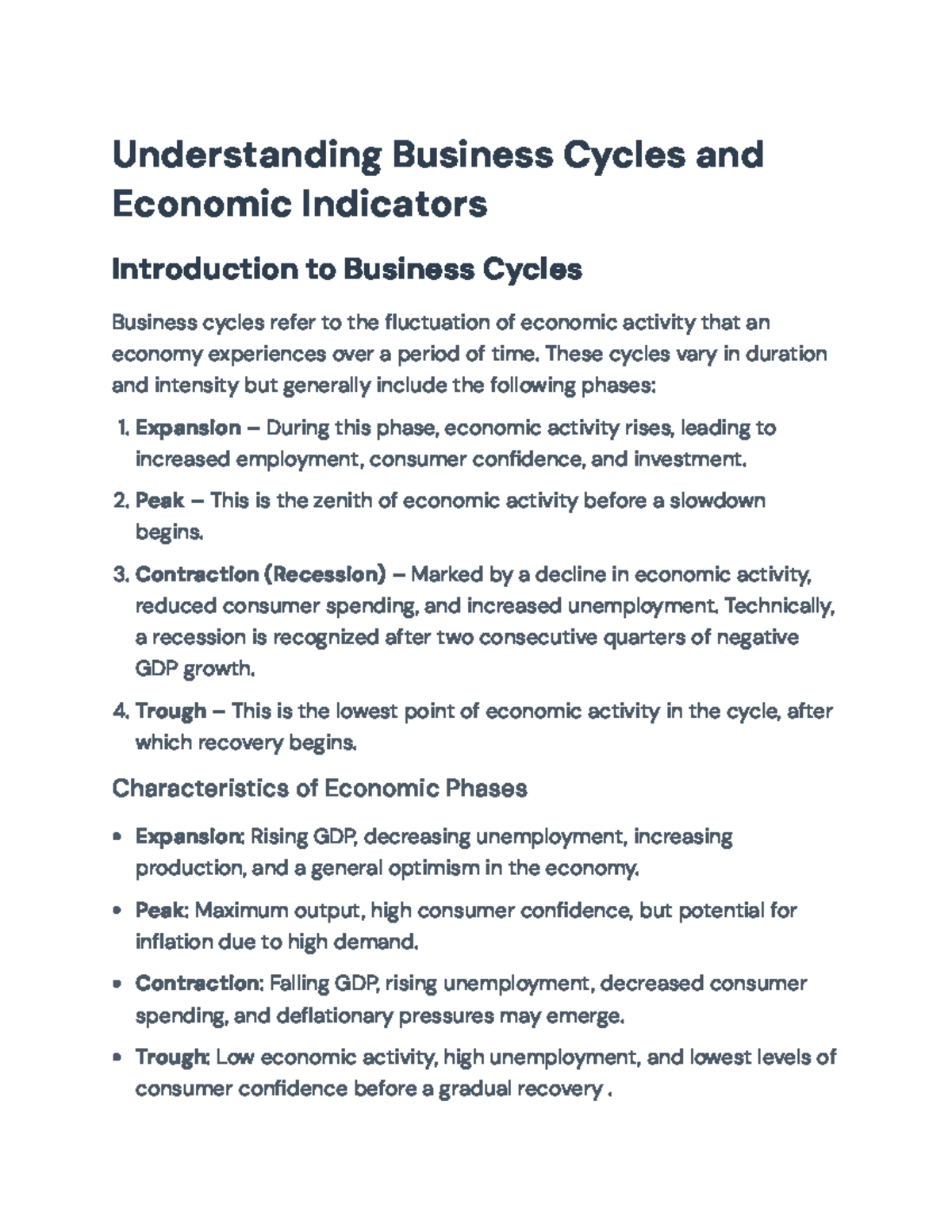 Understanding Business Cycles & Economic Indicators (ECO 101 Lecture ...