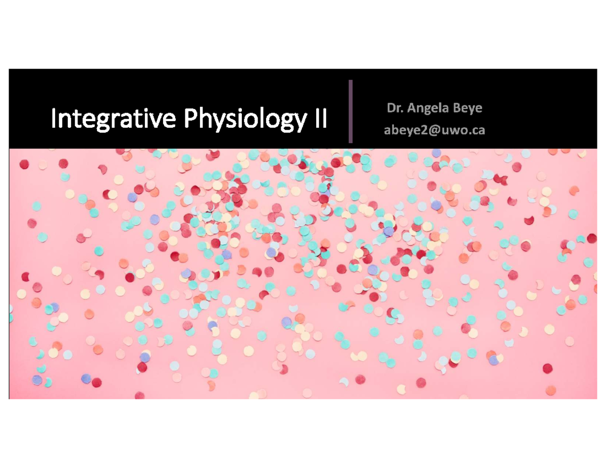 1021 Integrative Physiology II: Homeostasis in the Respiratory System ...