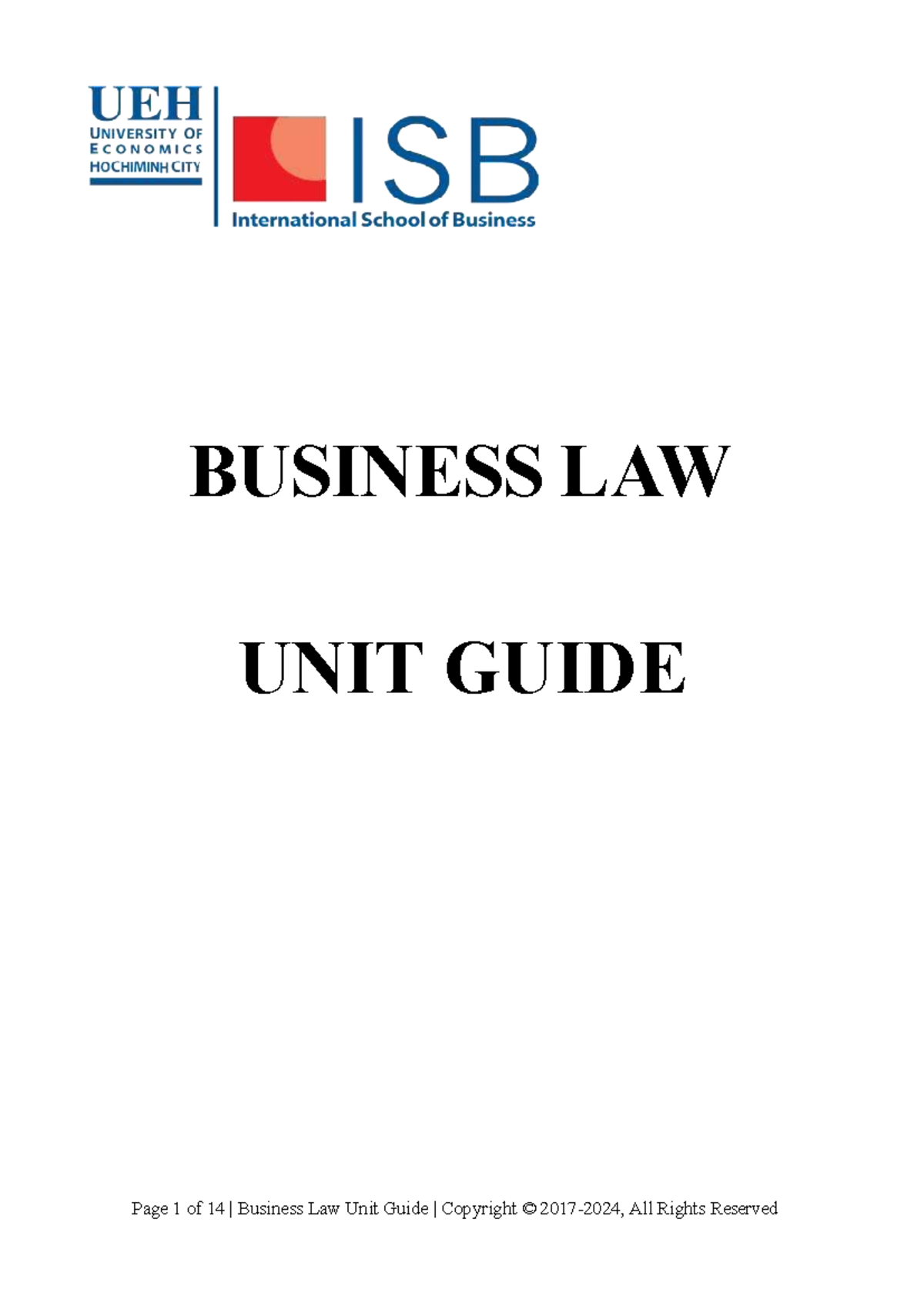 BUS301 Business Law Unit Guide: Overview and Assessment Details - Studocu