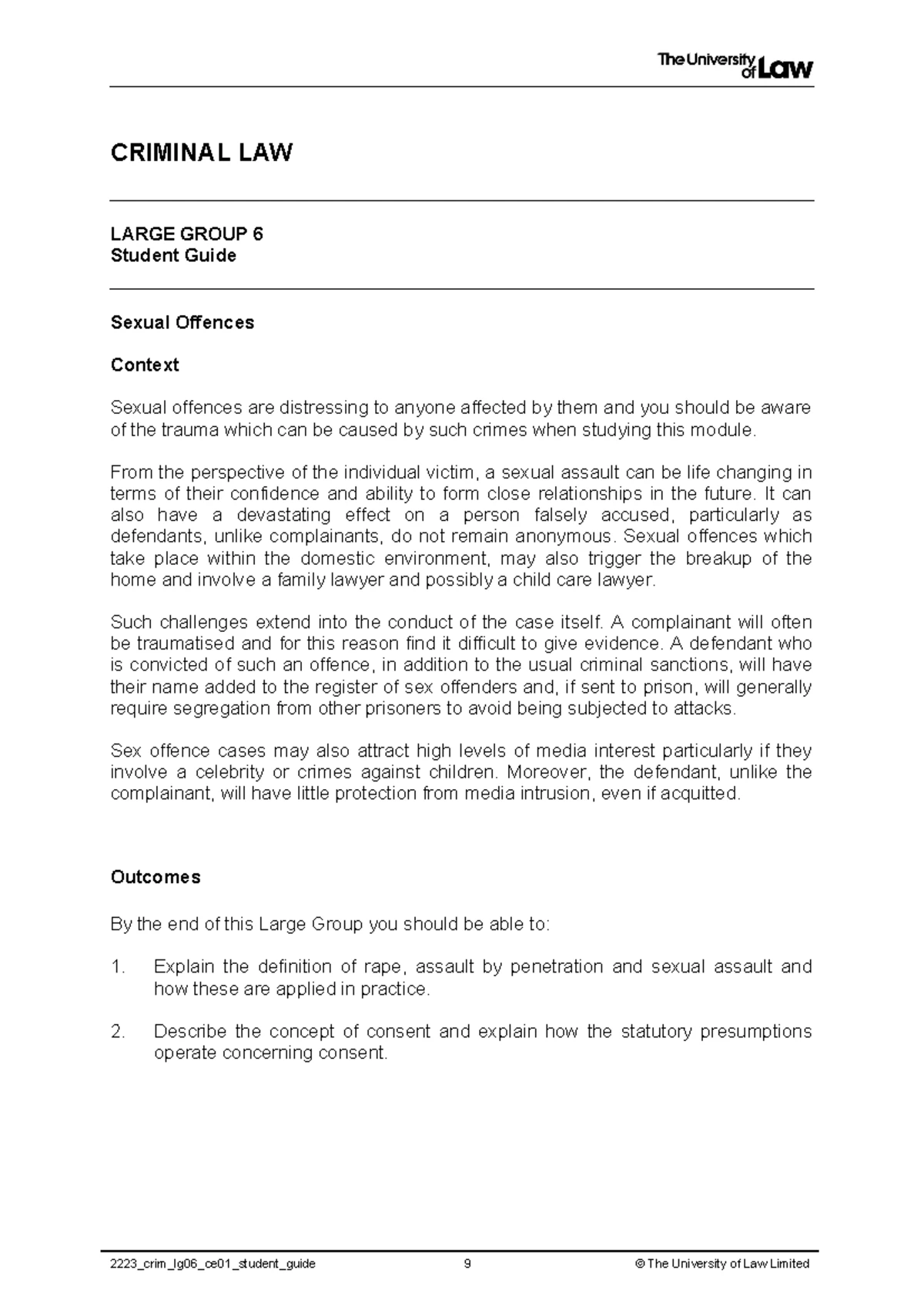 Criminal Law Unit 7: Student Guide on Theft and Robbery Concepts - Studocu