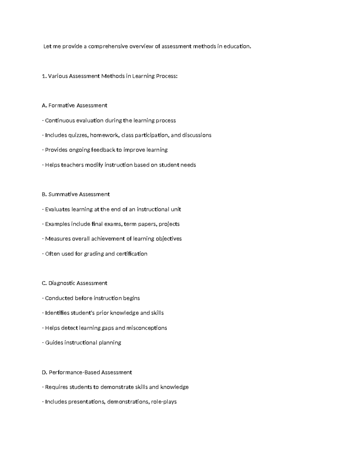 Education Assessment Methods Overview: Types & Applications - Studocu