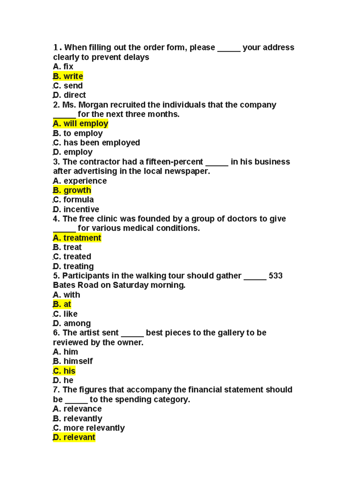KTRA - Quiz on English Grammar and Sentence Structure - Studocu