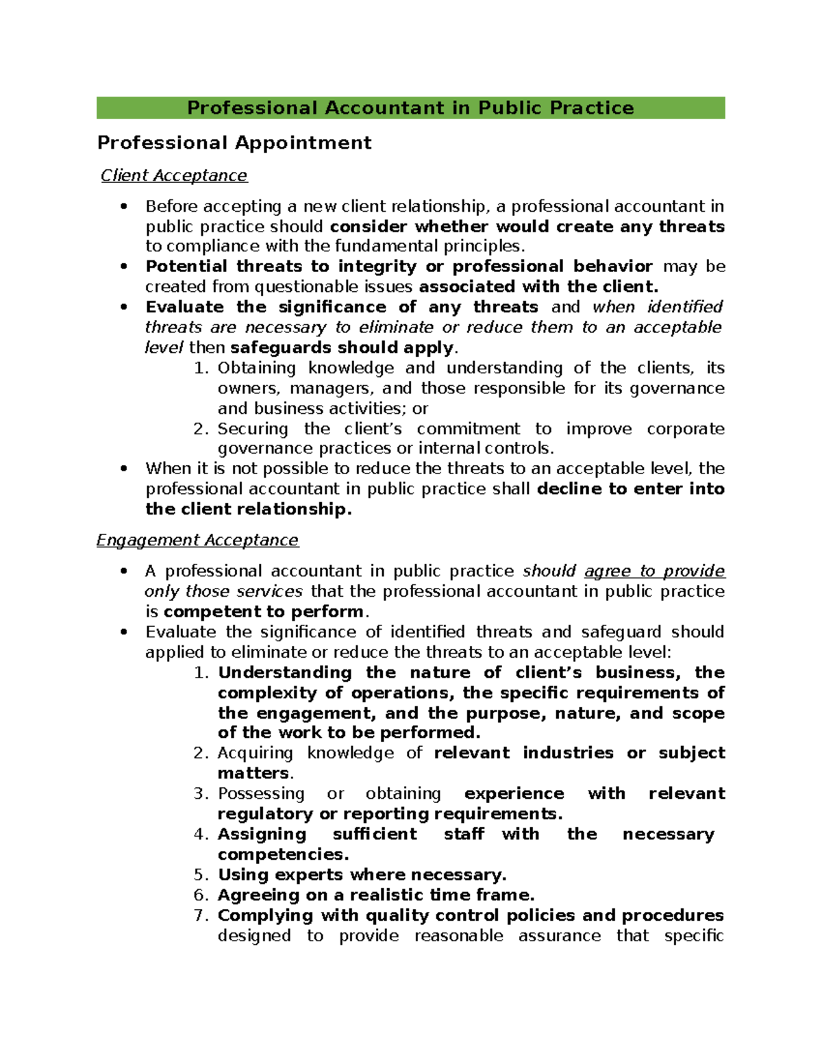 Professional Accountant in Public Practice Guidelines and Best ...