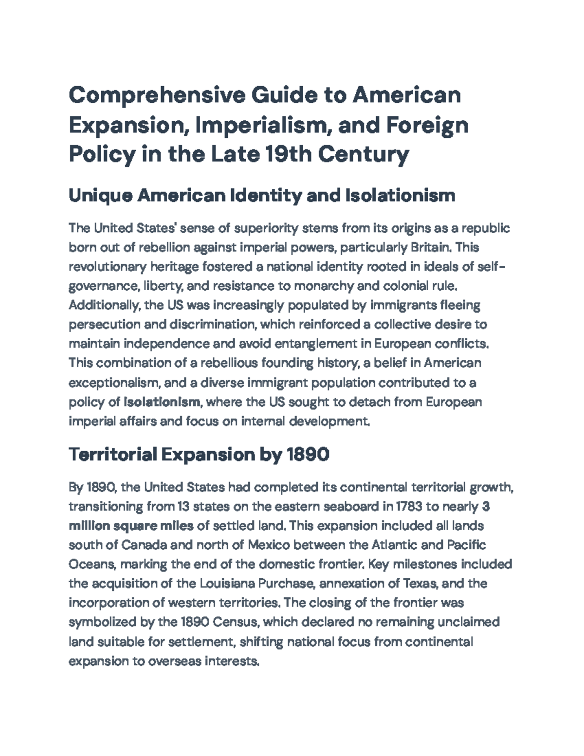 Comprehensive Overview of U.S. Expansion and Imperialism (HIST 101 ...