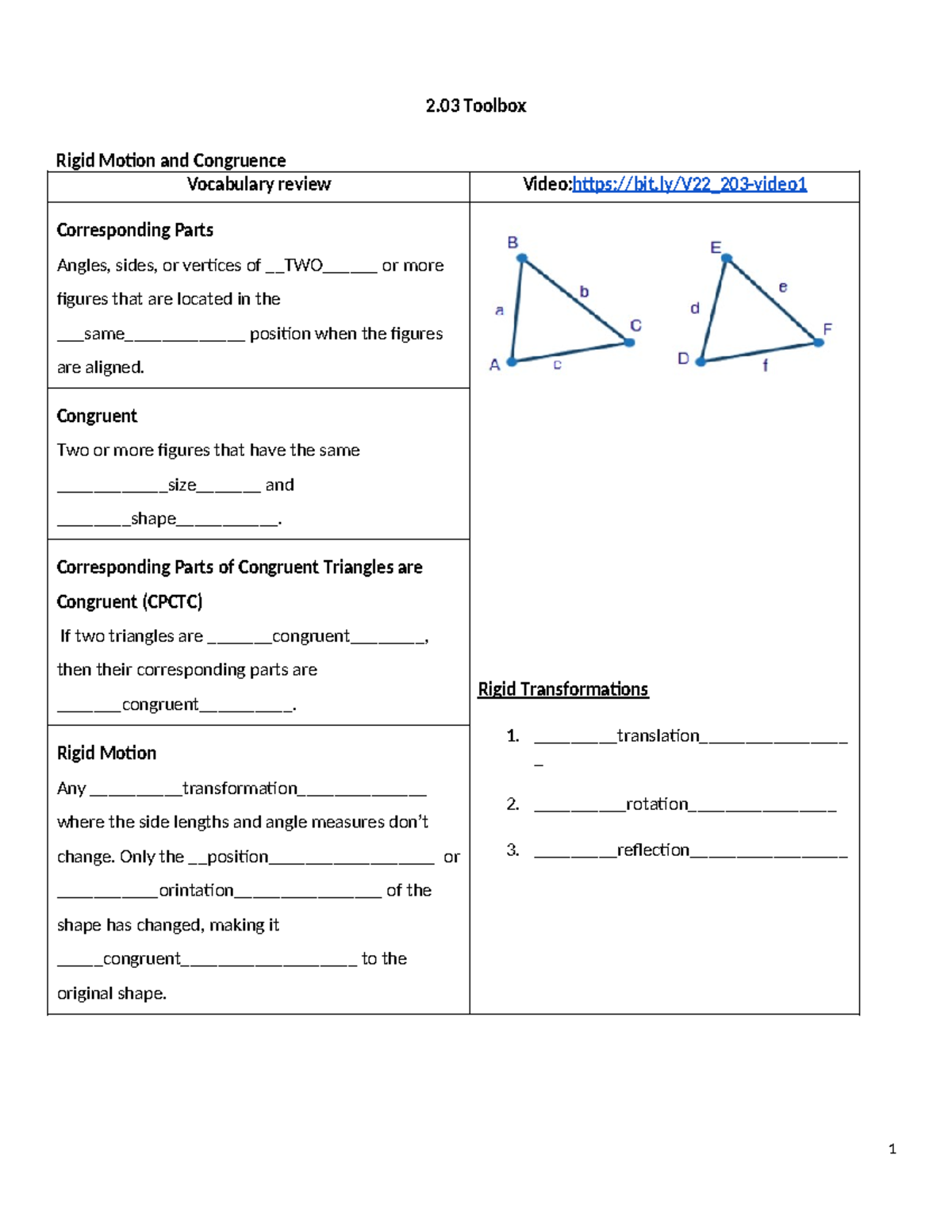 Copy of V22 203 toolbox - idk - 2 Toolbox Rigid Motion and Congruence ...