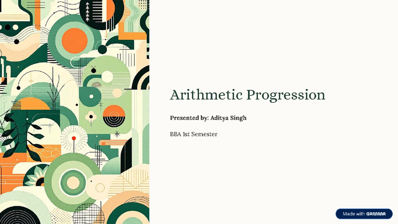 BBA 1st Sem: Understanding Arithmetic Progression Concepts - Studocu