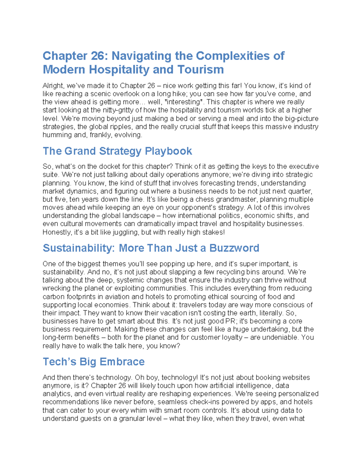 Intro to Hospitality & Tourism: Chapter 26 Review on Strategies ...