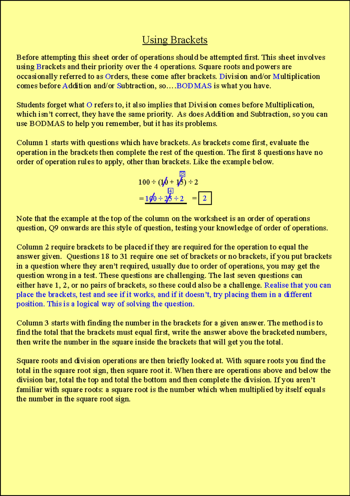 Using Brackets: Order of Operations Explained (Math 101) - Studocu