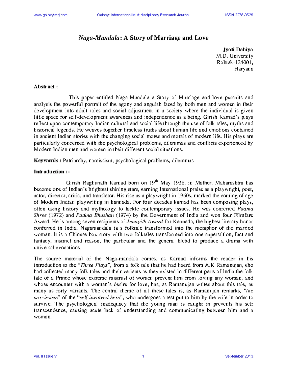 Nagamandala Outline Summary and Analysis - UNIT - 4 Nagamandala ...