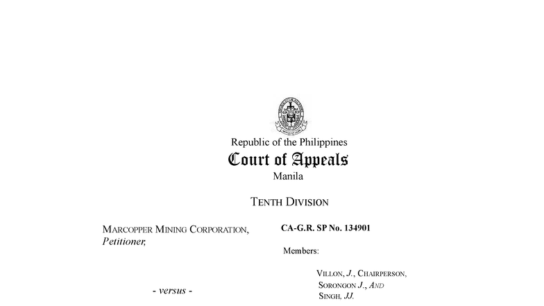 SP-134901 & SP-150656: Marcopper vs. Chevron Resolution on Dismissal ...