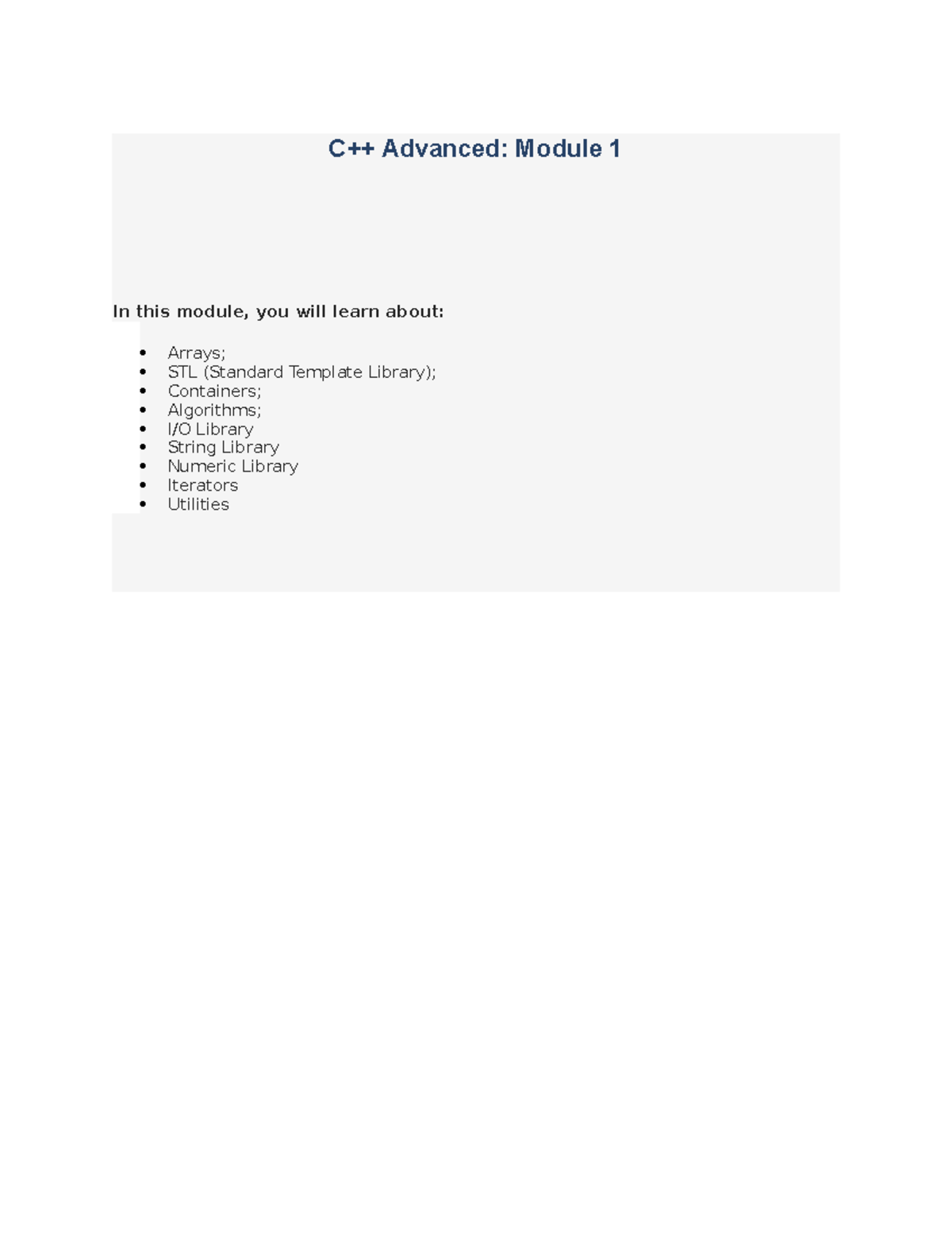 Netacad 2ND Trimester - PRACTICE MATERIAL - C++ Advanced: Module 1 In this module, you will ...