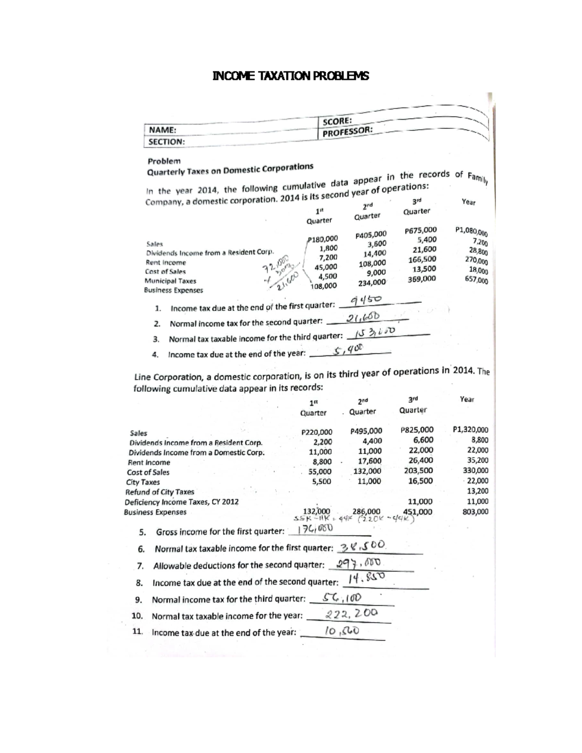 Income TAX Problems - BS Accountancy - INCOME TAXATION PROBLEMS - Studocu
