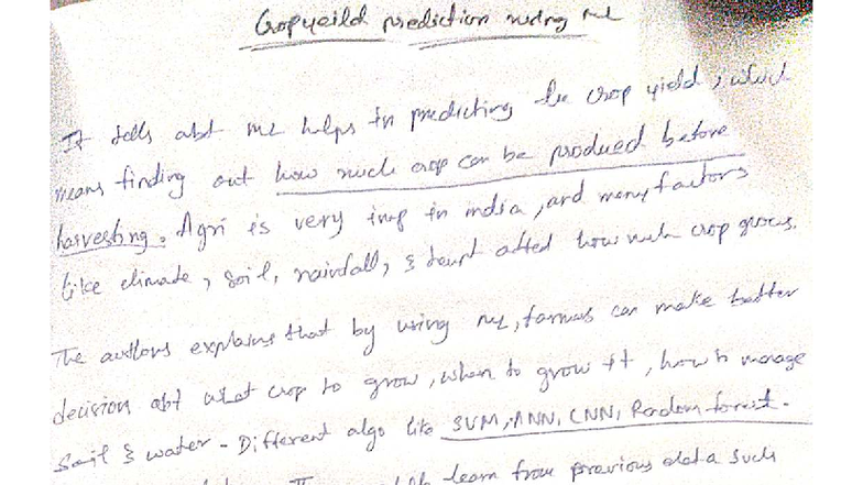 Ab-Crop Yield Prediction Using ML Techniques - Studocu