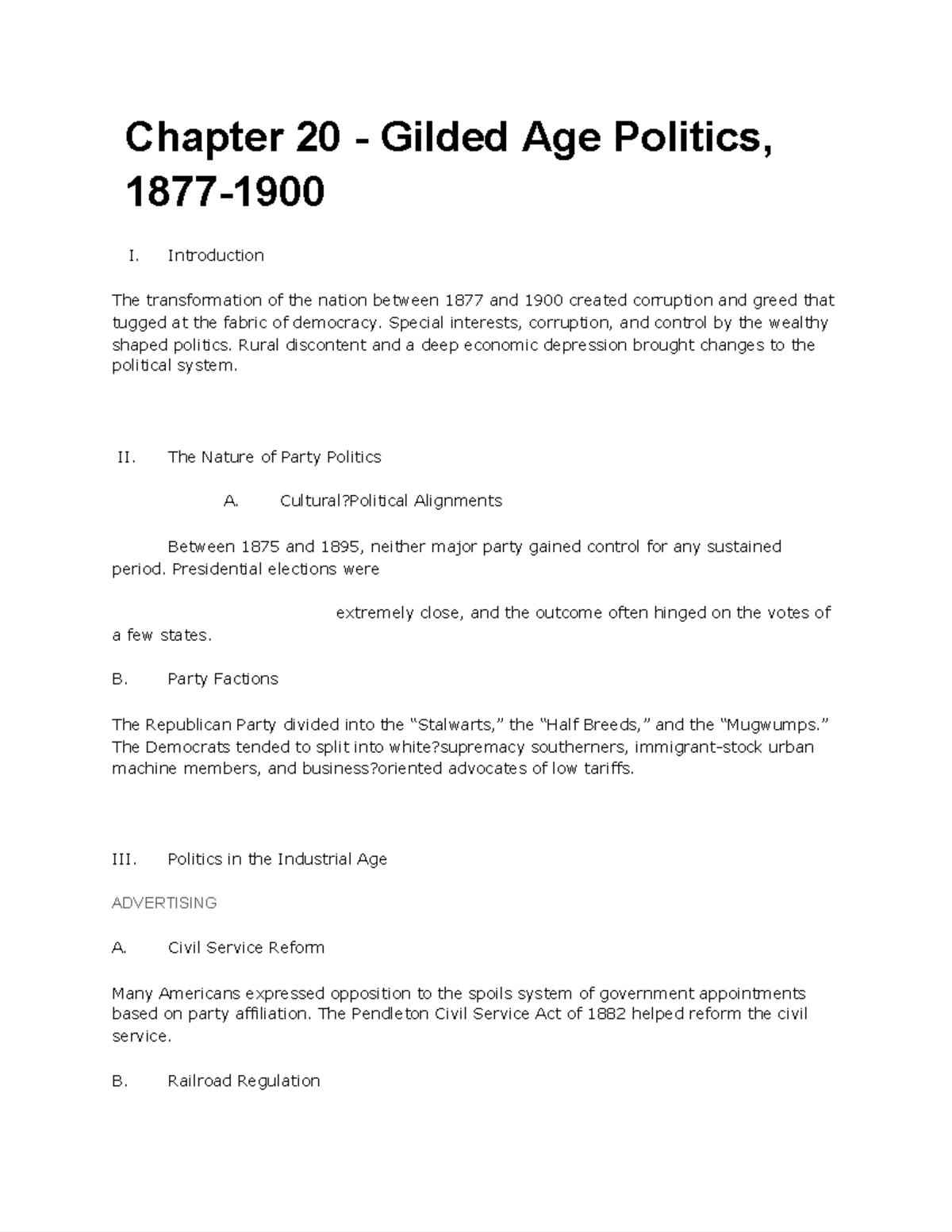 Chapter 20 - Gilded Age Politics, 1877-1900 - Chapter 20 Gilded Age ...