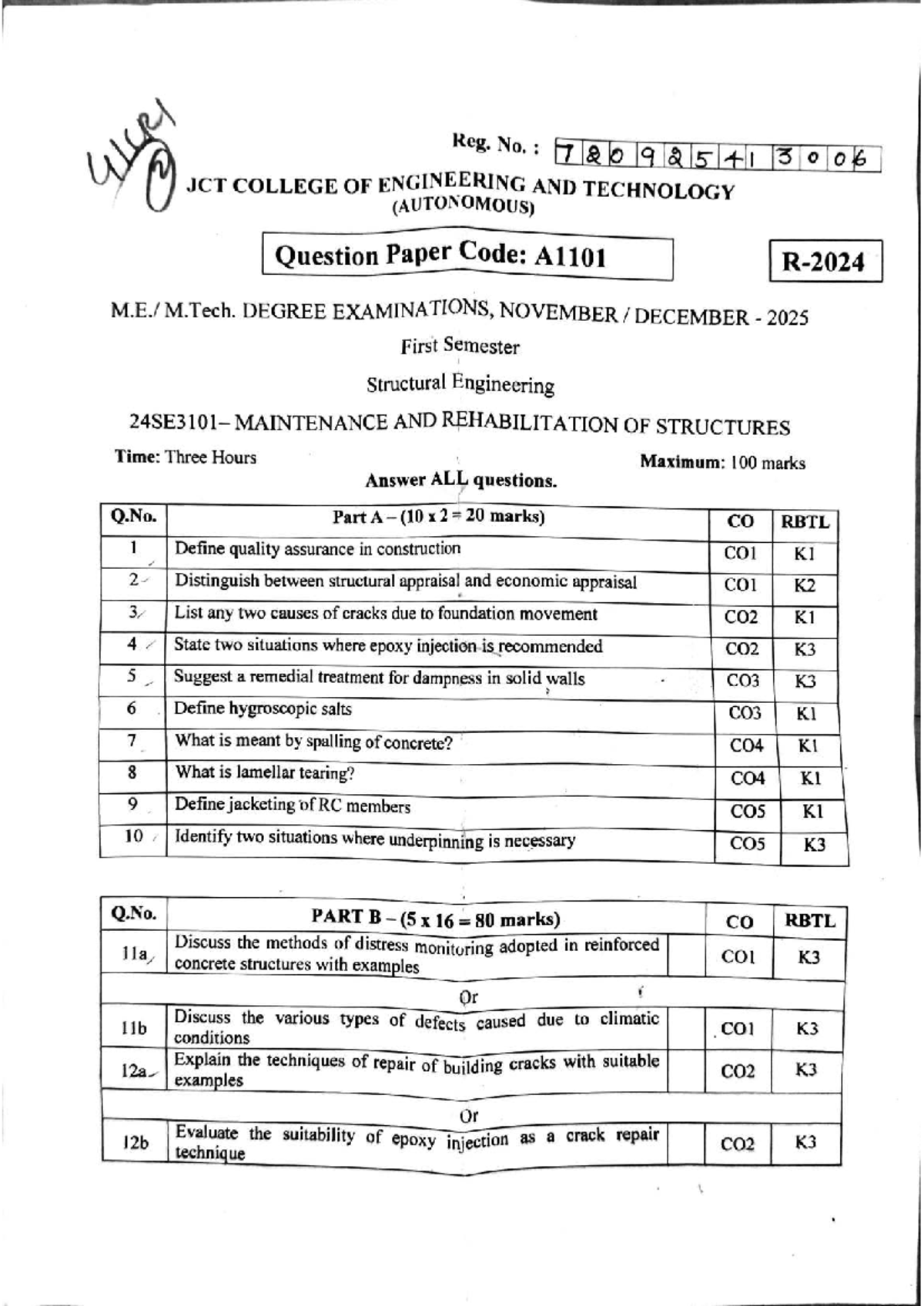 MRRS PG QP - Structural Engineering Exam Paper A1101, Nov-Dec 2025 ...