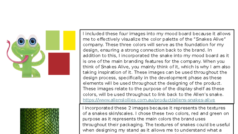 Snakes Alive - Mood Board & Design Annotations for Education - Studocu