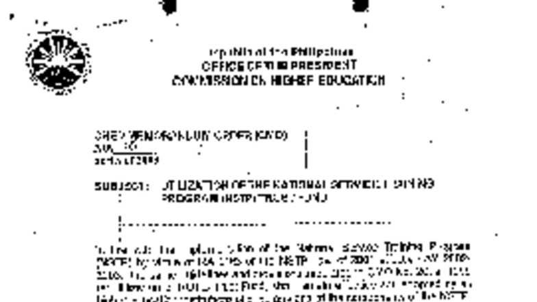 CHED CMO No. 05, s. 2003: NSTP Trust Fund Utilization Guidelines - Studocu