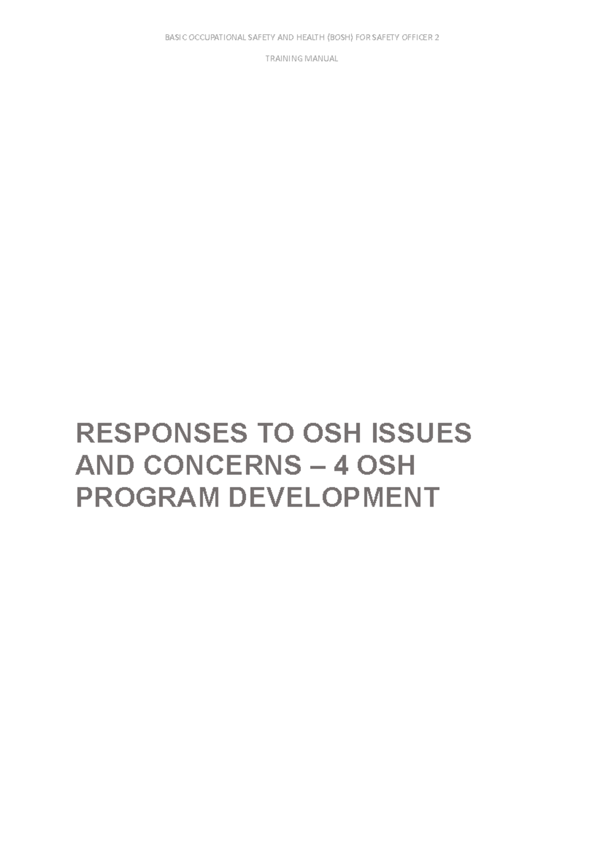 Module 6 - 4 OSH Program Development Training Manual - Studocu