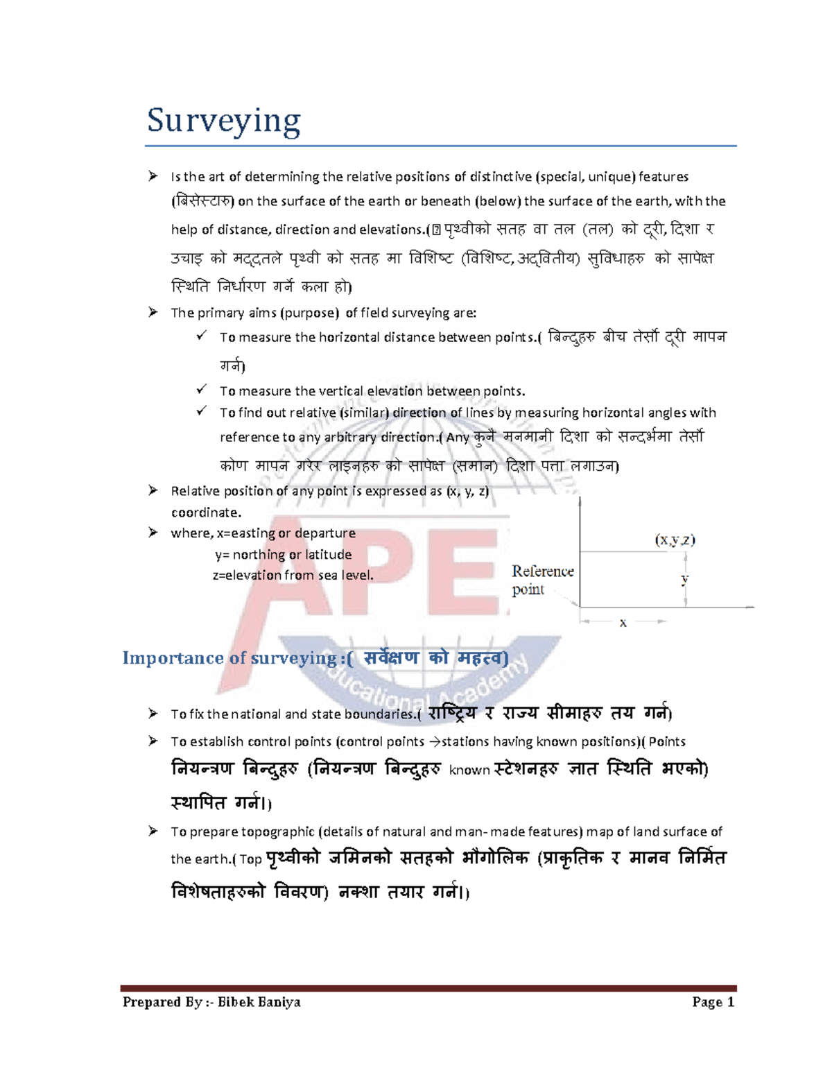 Engineering Survey (ENGR 101): Understanding Surveying Techniques and ...