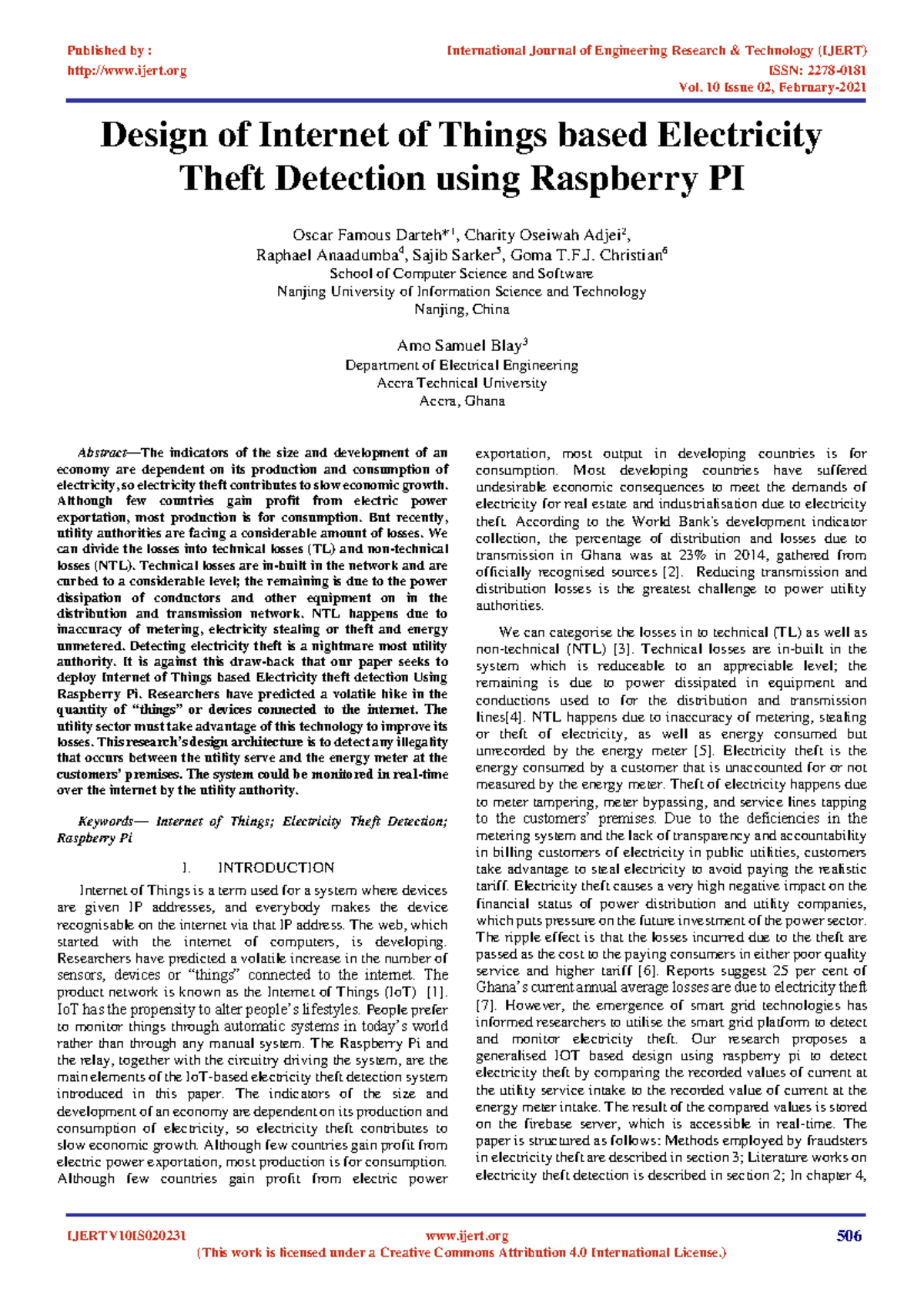 Design of IoT-Based Electricity Theft Detection Using Raspberry Pi ...