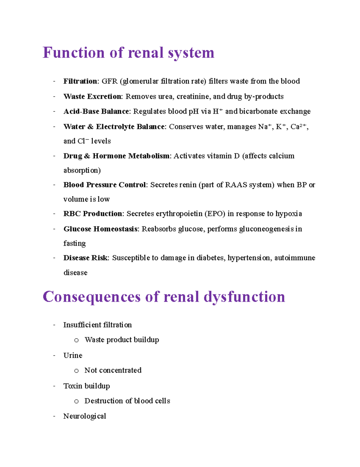 Functions and Dysfunction of the Renal System: A Detailed Overview ...