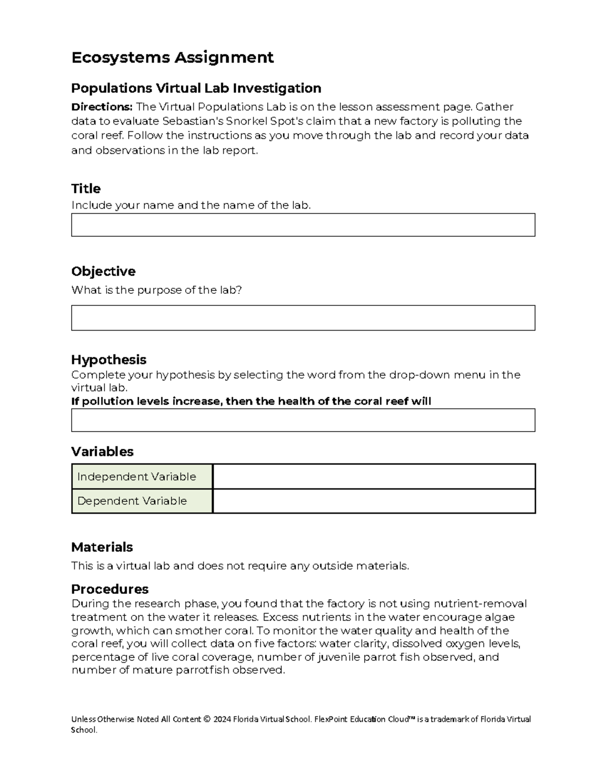 04 03 Ecosystems Virtual Lab Assignment Report - Studocu
