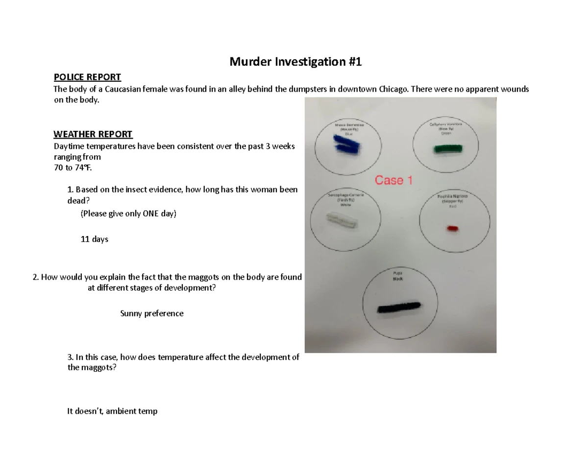 Calculating Time of Death: Algor Mortis Activity (Forensic Science ...