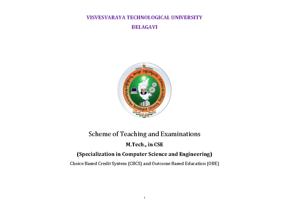 VTU M.Tech CSE (SCS) New Syllabus & Internship Guidelines 2024-2025 ...