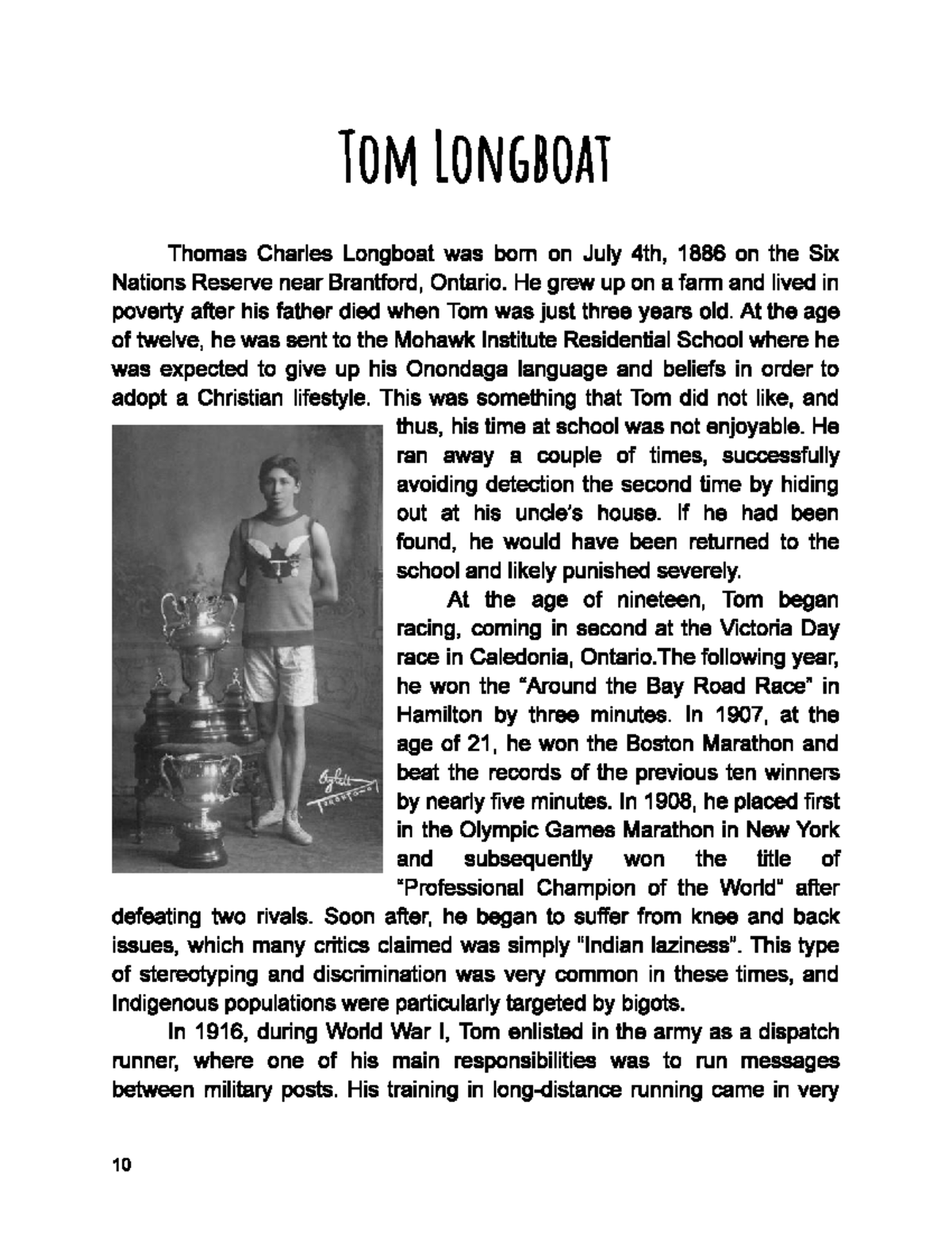 TOM LONGBOAT: A Journey from Poverty to Marathon Champion - Studocu