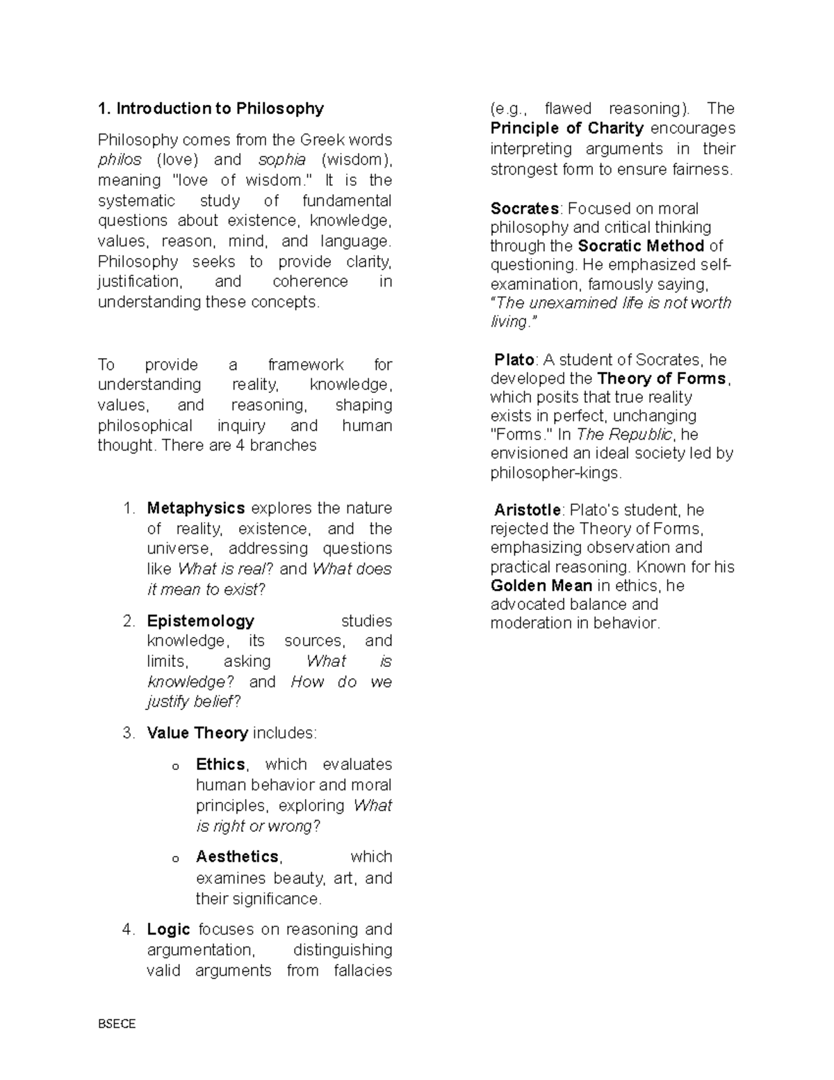 lecture for ethics - Introduction to Philosophy Philosophy comes from ...