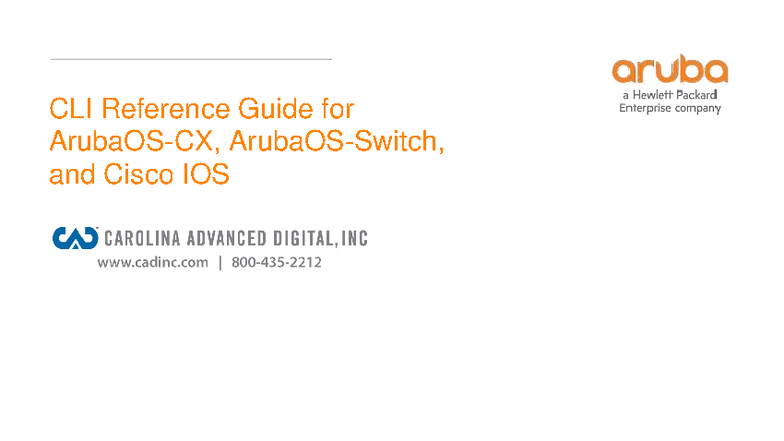CLI Reference Guide 2019: HPE Aruba & Cisco IOS Comparison - Studocu