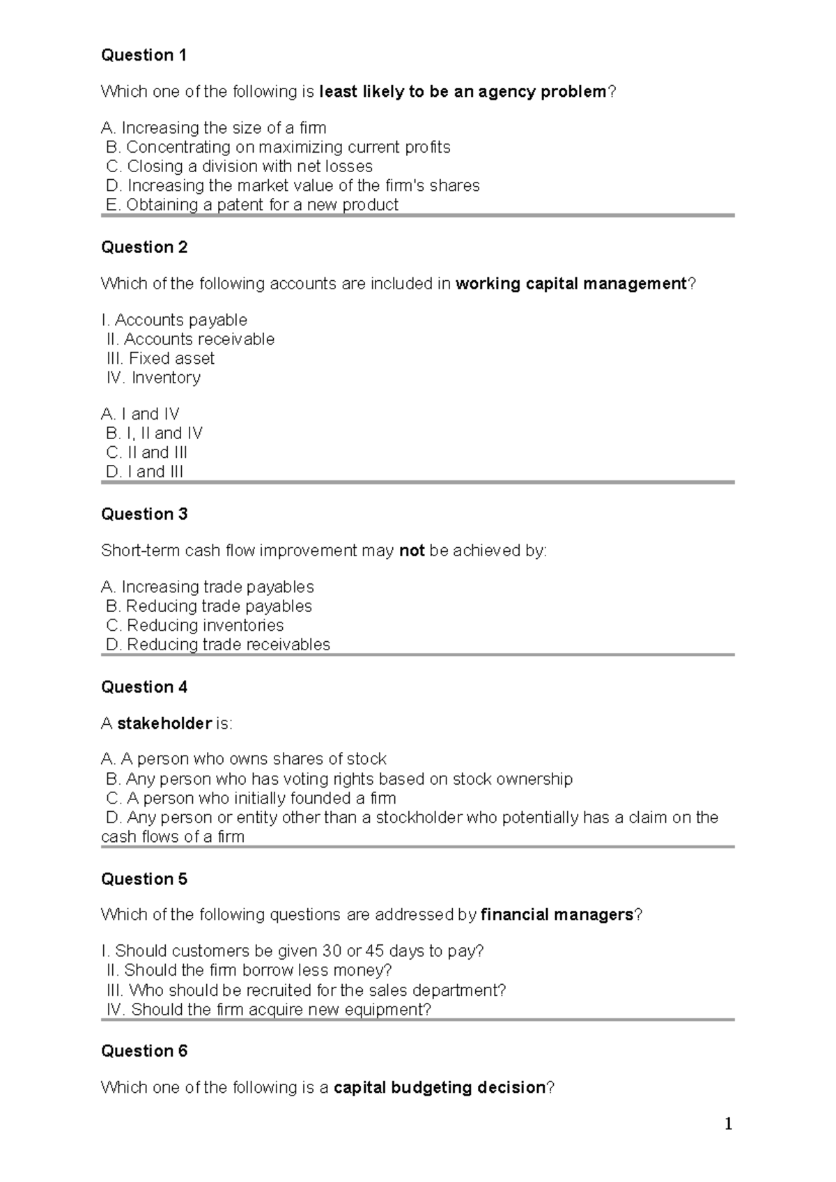 TN TCDN 1 - Financial Management Exam Questions and Answers - Studocu