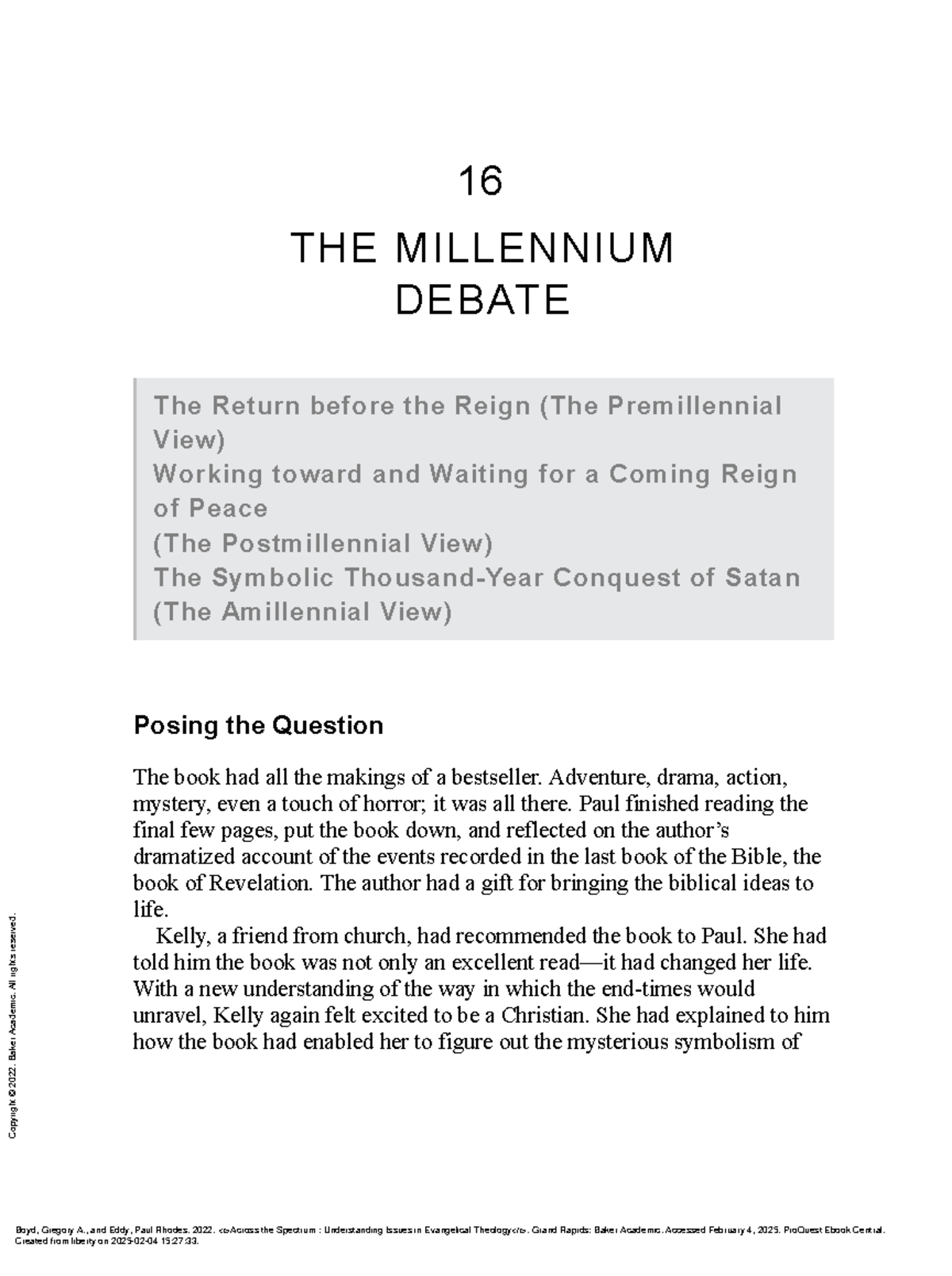 Understanding Millennial Perspectives in Evangelical Theology (THEO 202 ...