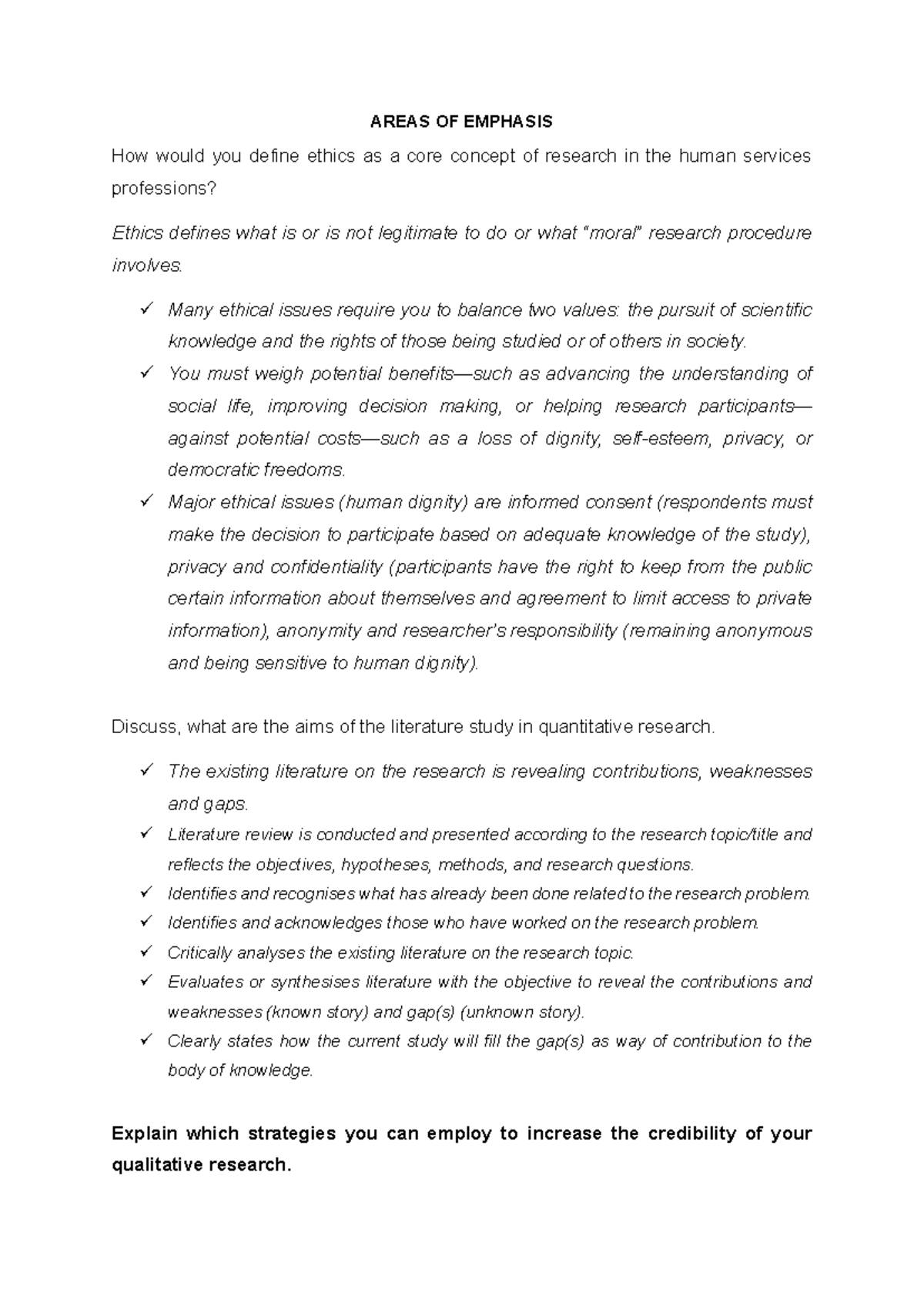 Research Ethics and Methodologies in Human Services - Studocu