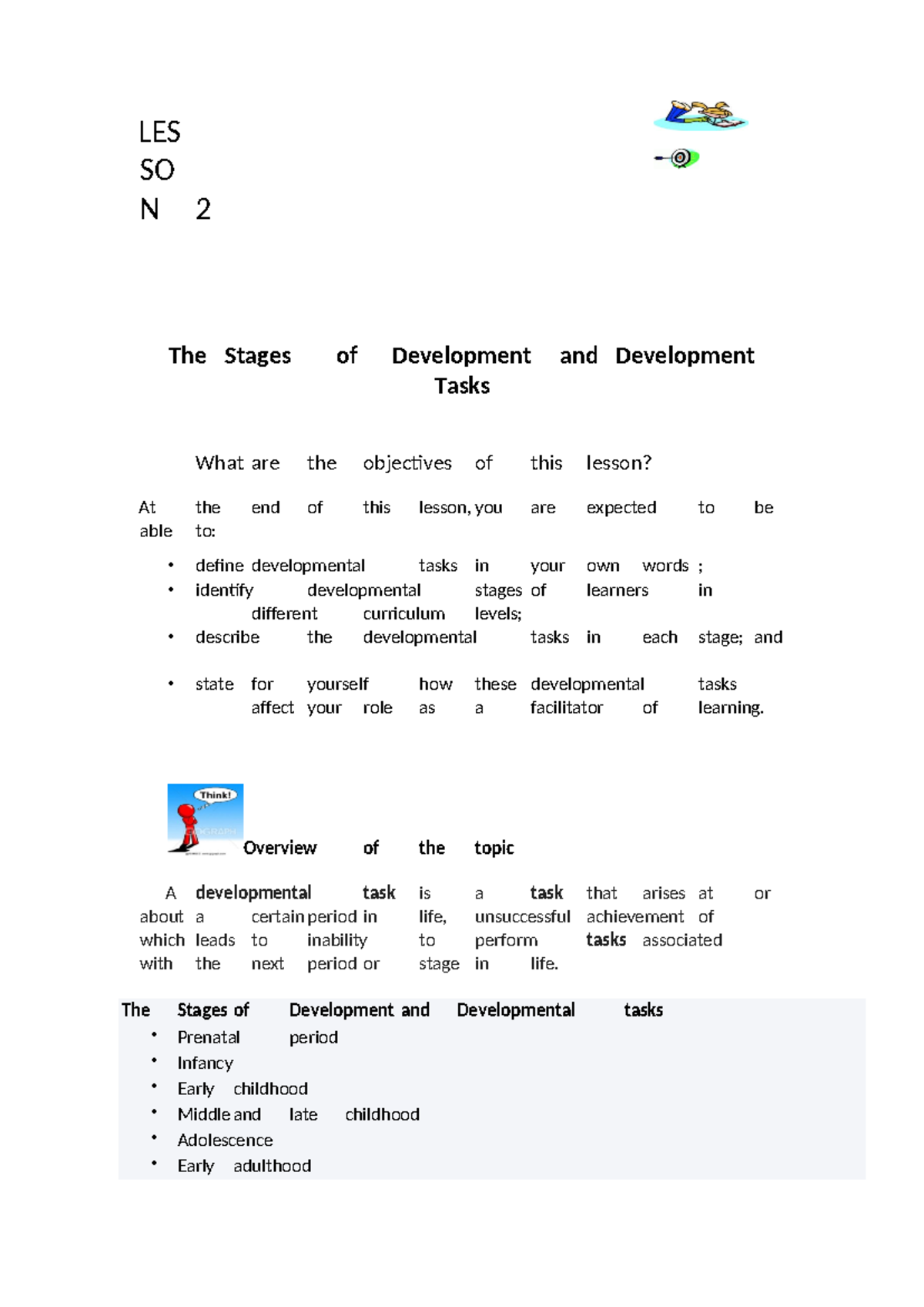 Module 2 The Human Developmental Stages and Developmental Task - LES SO ...