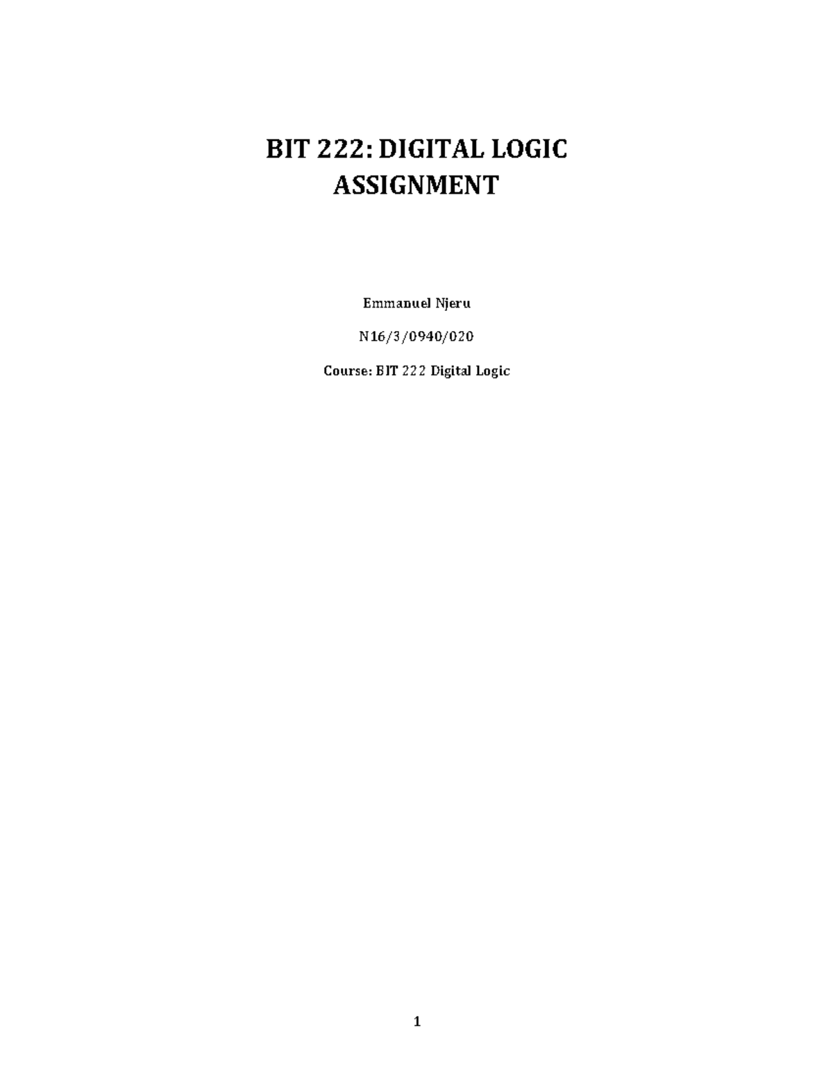 BIT 222 Digital Logic Assignment: Sequential Circuits & Boolean ...
