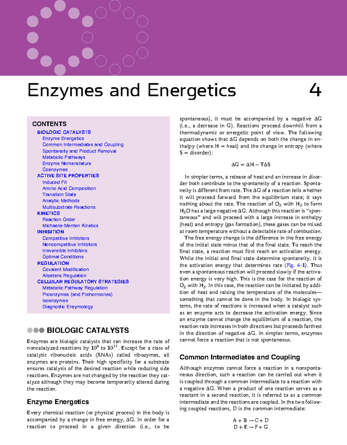 Enzymes and Energetics: Key Concepts in Biologic Catalysis (BIO 101 ...