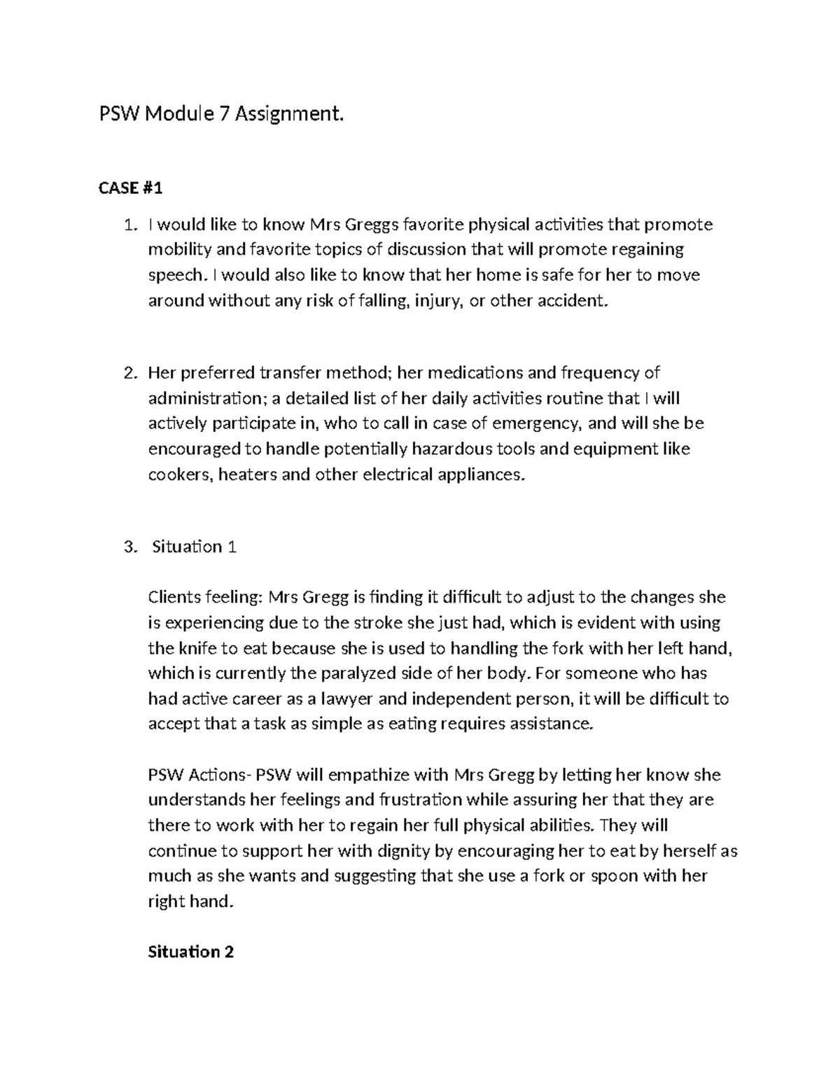 PSW Module 7 Assignment: Client Care Strategies and Support Techniques ...