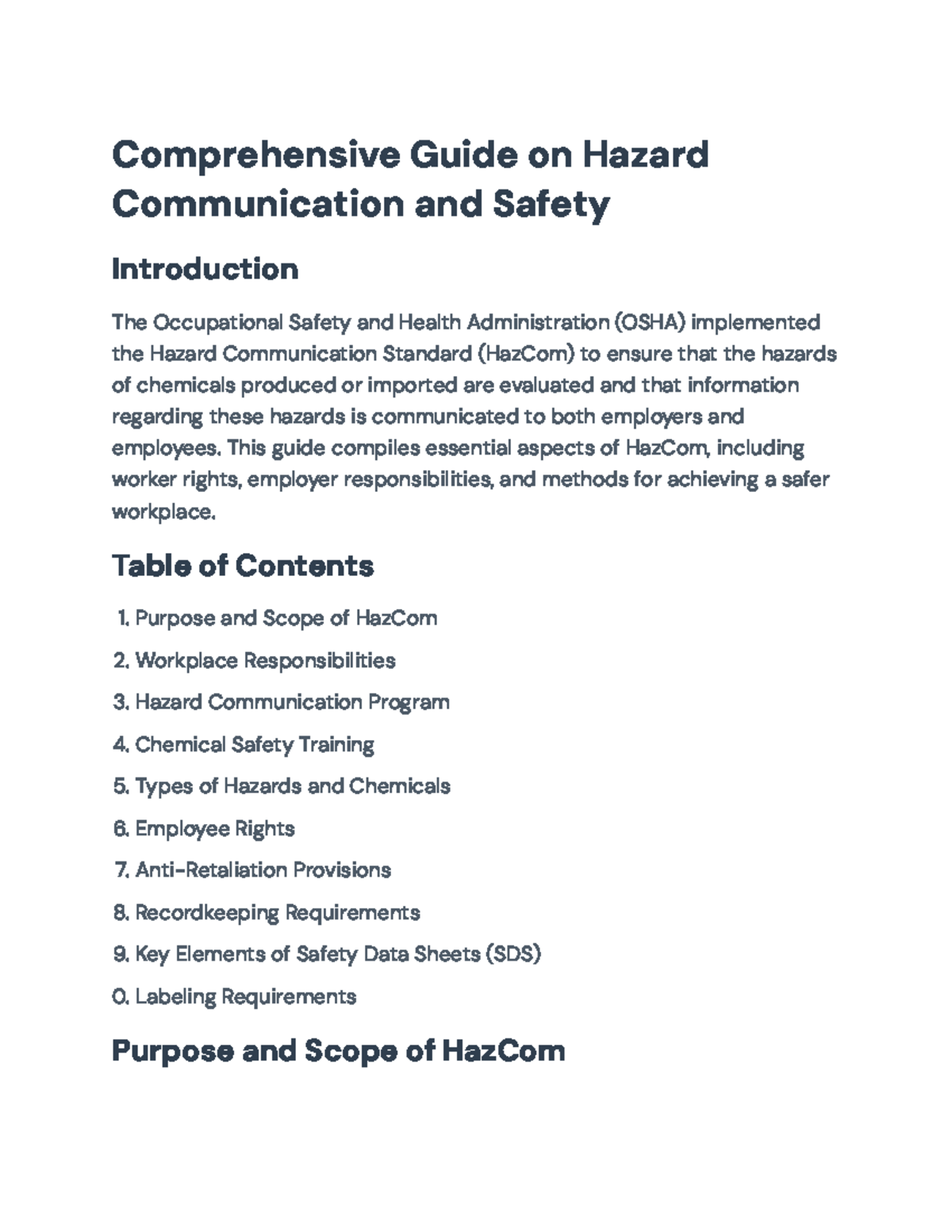OSHA Hazard Communication Program: Safety and Training Guide ...