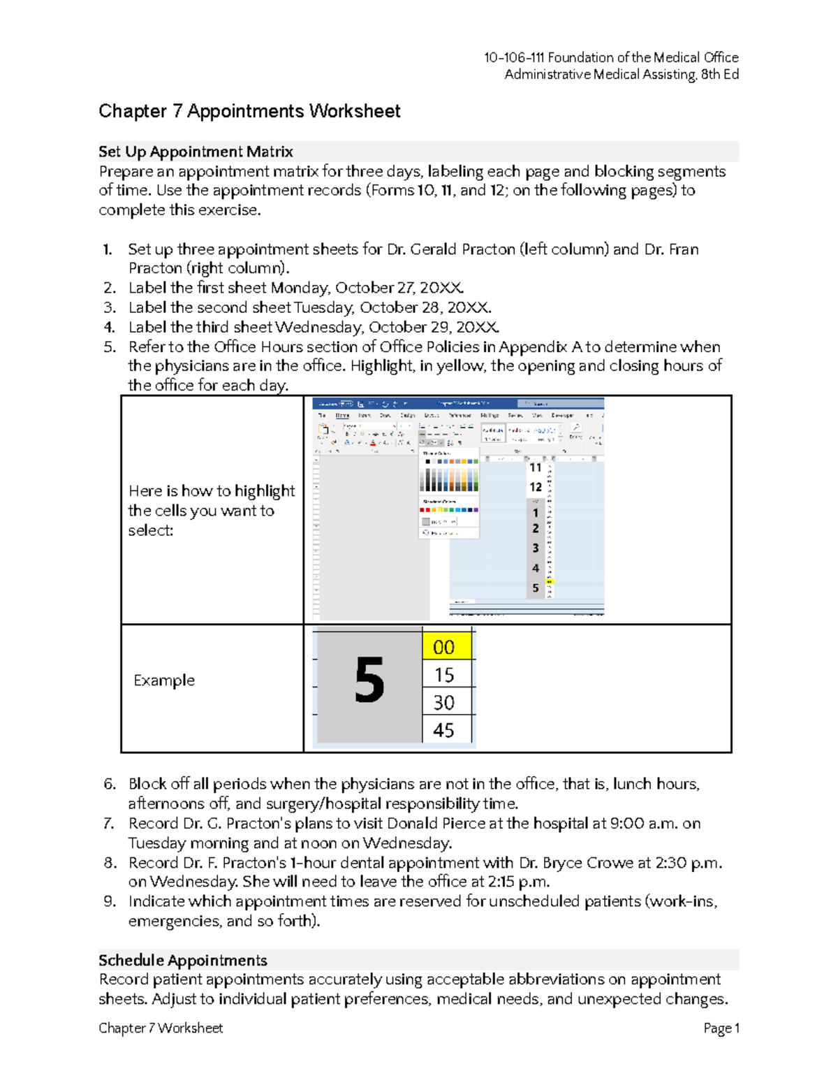 Chapter 7 Appointments Matrix for Administrative Medical Assisting ...