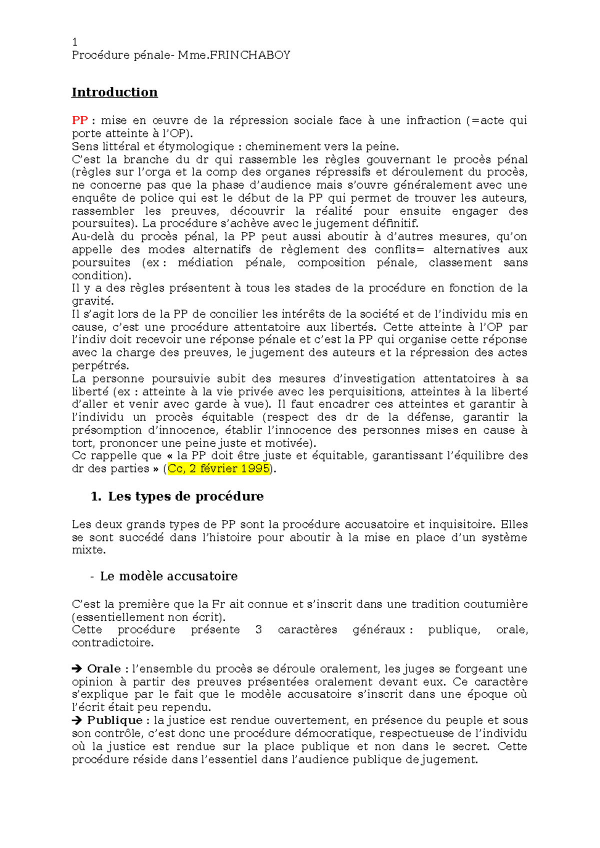 CM - Cours de Procédure Pénale L2 : Analyse et Évolution des Procédures ...