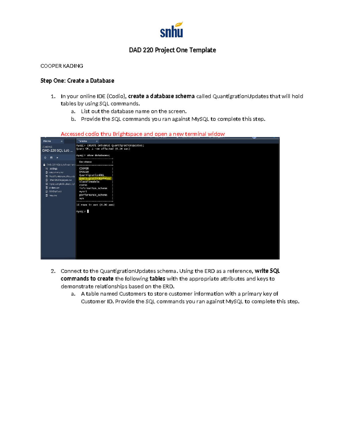 DAD 220 Project One: Database Creation and Data Manipulation Guide - Studocu
