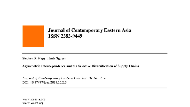 Asymmetric Interdependence & Supply Chain Diversification (20.2) - Studocu