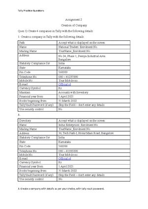 4 Ledger Creation - Questions for practice of tally step by step. Basic ...