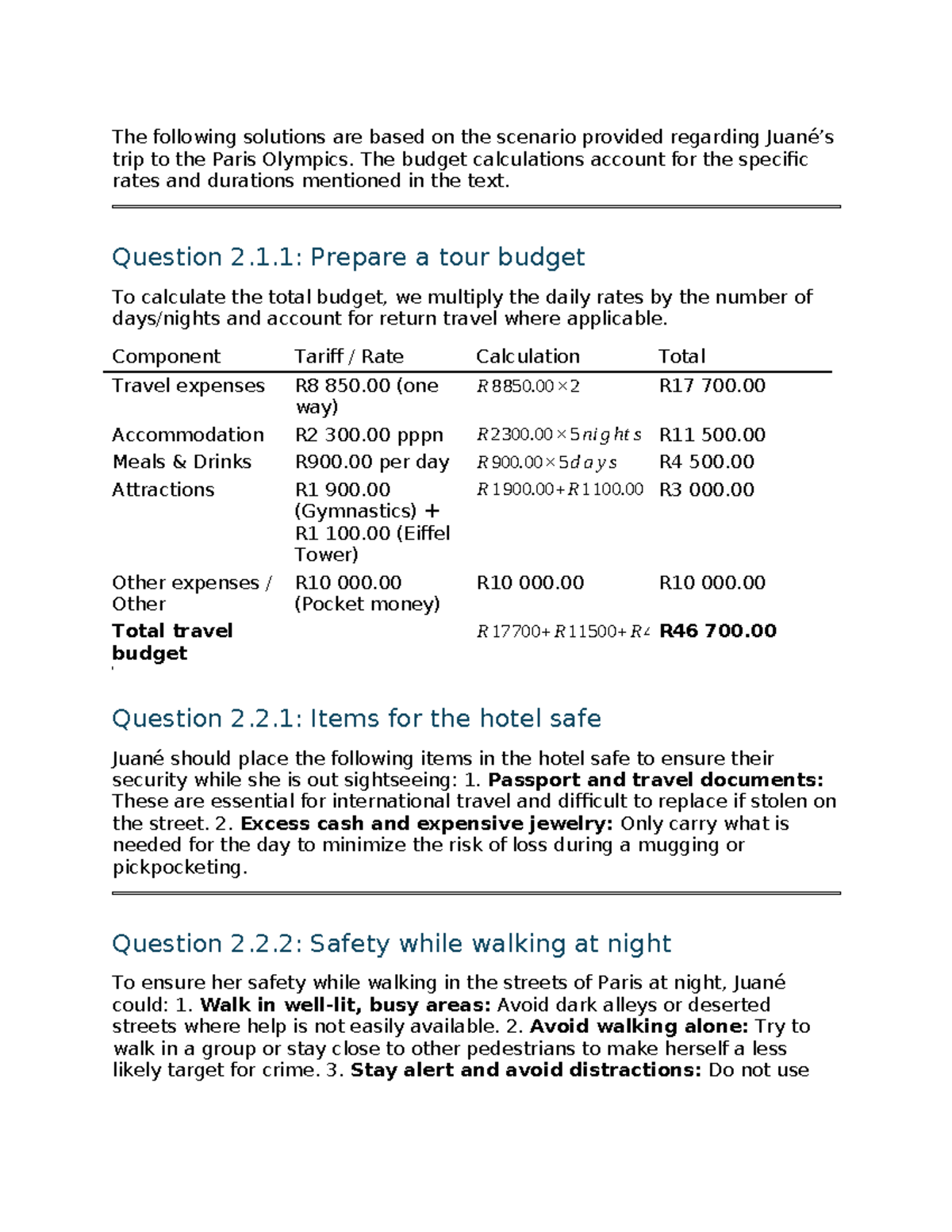 Tour Budget and Safety Tips for Paris Olympics Trip (20260220) - Studocu