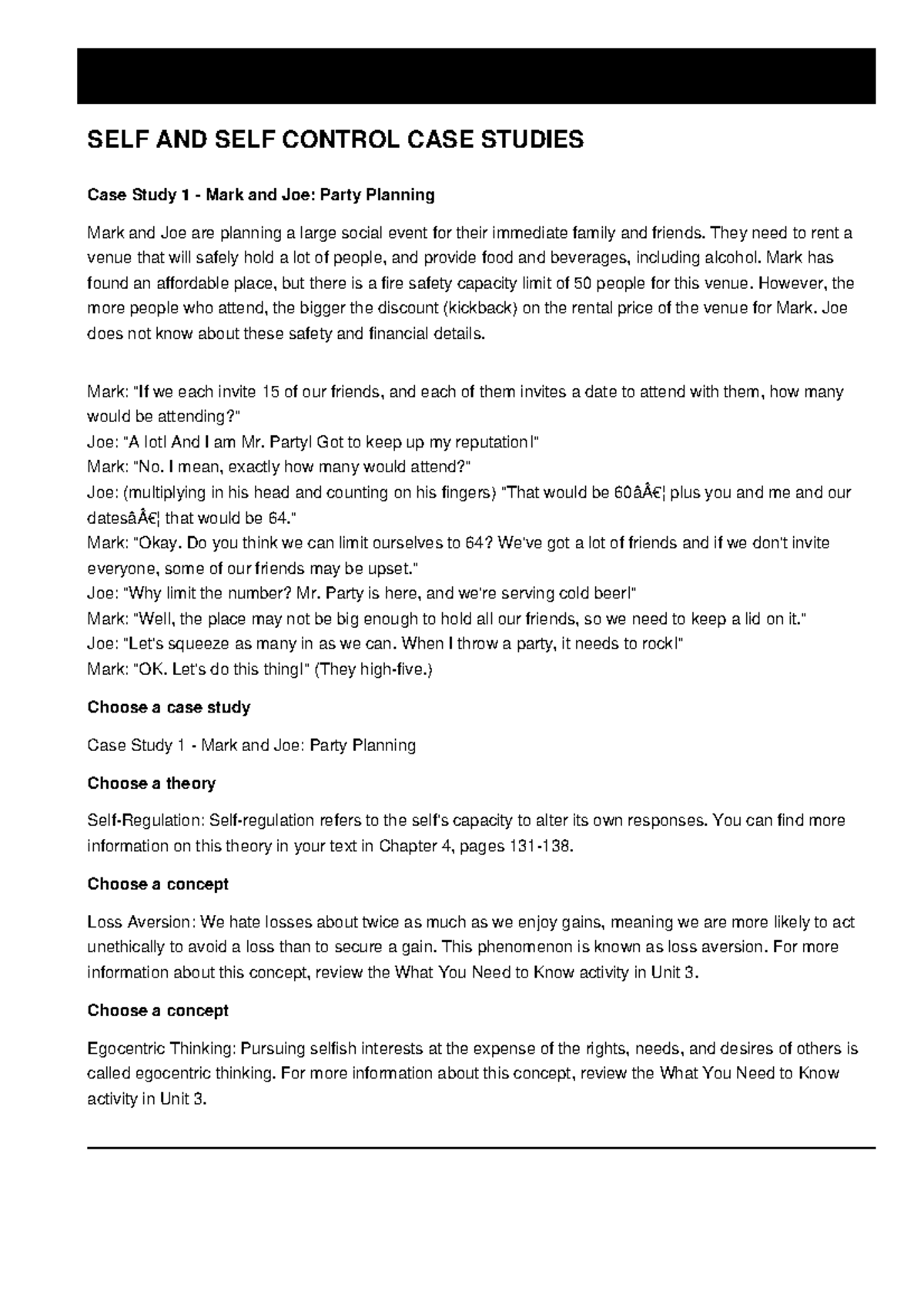 PSYC3520-Selfand Self Control Case Studies - SELF AND SELF CONTROL CASE ...