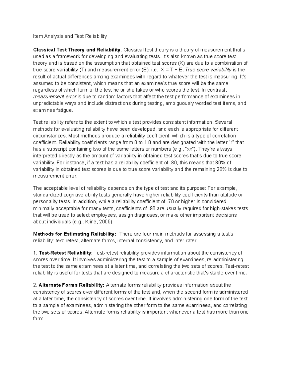 Test Validity and Reliability Concepts for Psychological Assessment ...