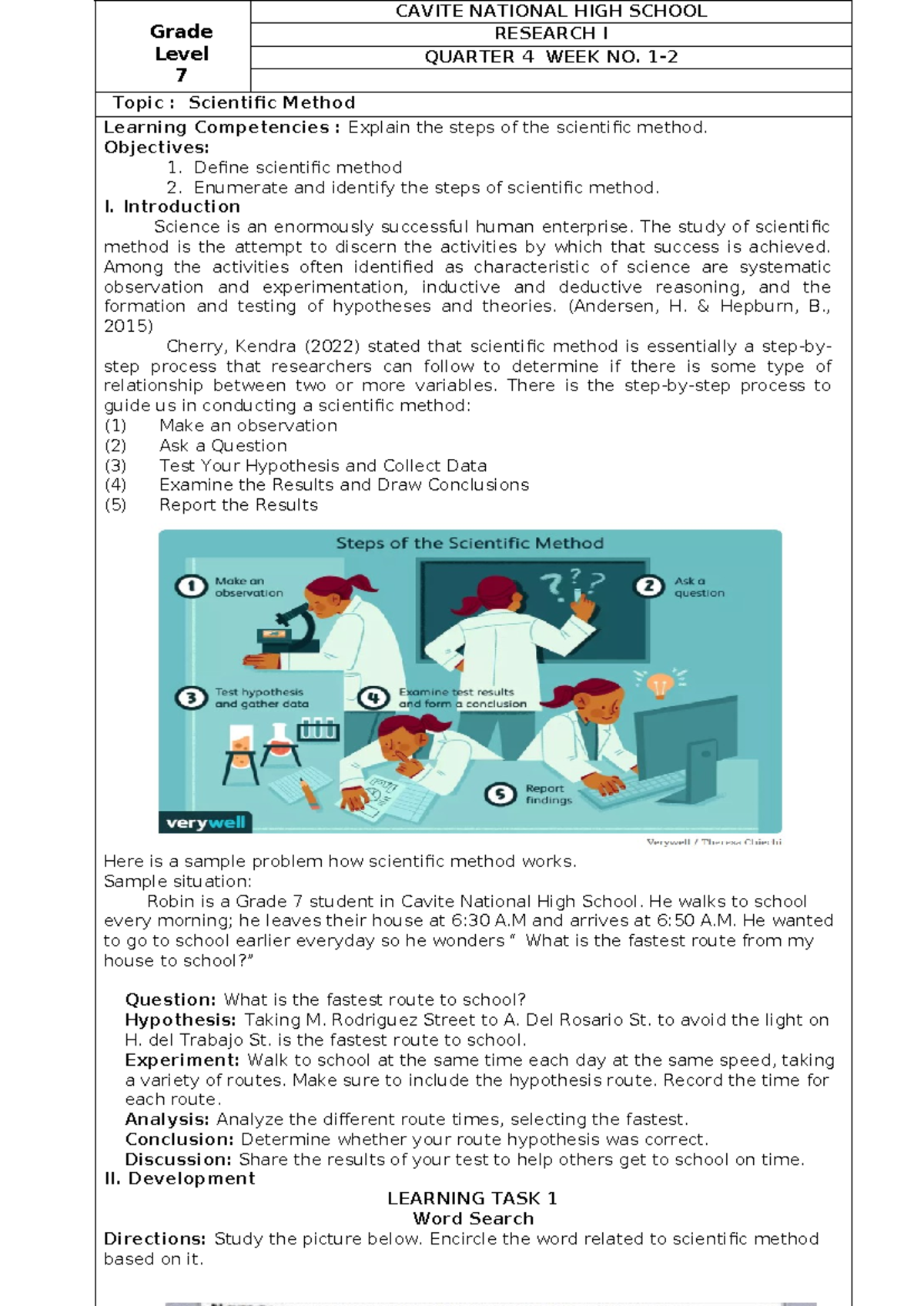 Grade 7 Research I: Understanding the Scientific Method (Q4) - Studocu