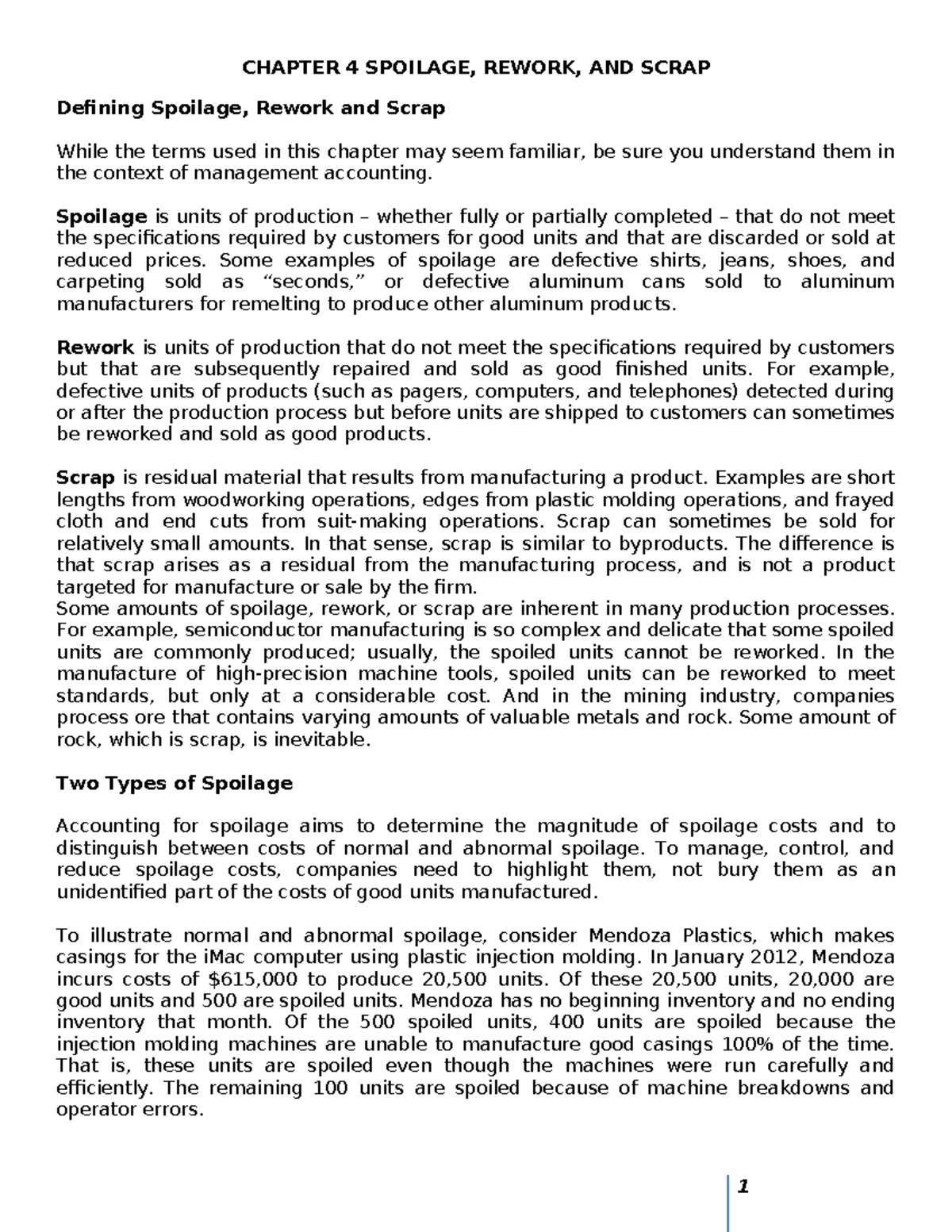 Cost Accounting (ACCT 303): Spoilage & Rework via Weighted-Average ...