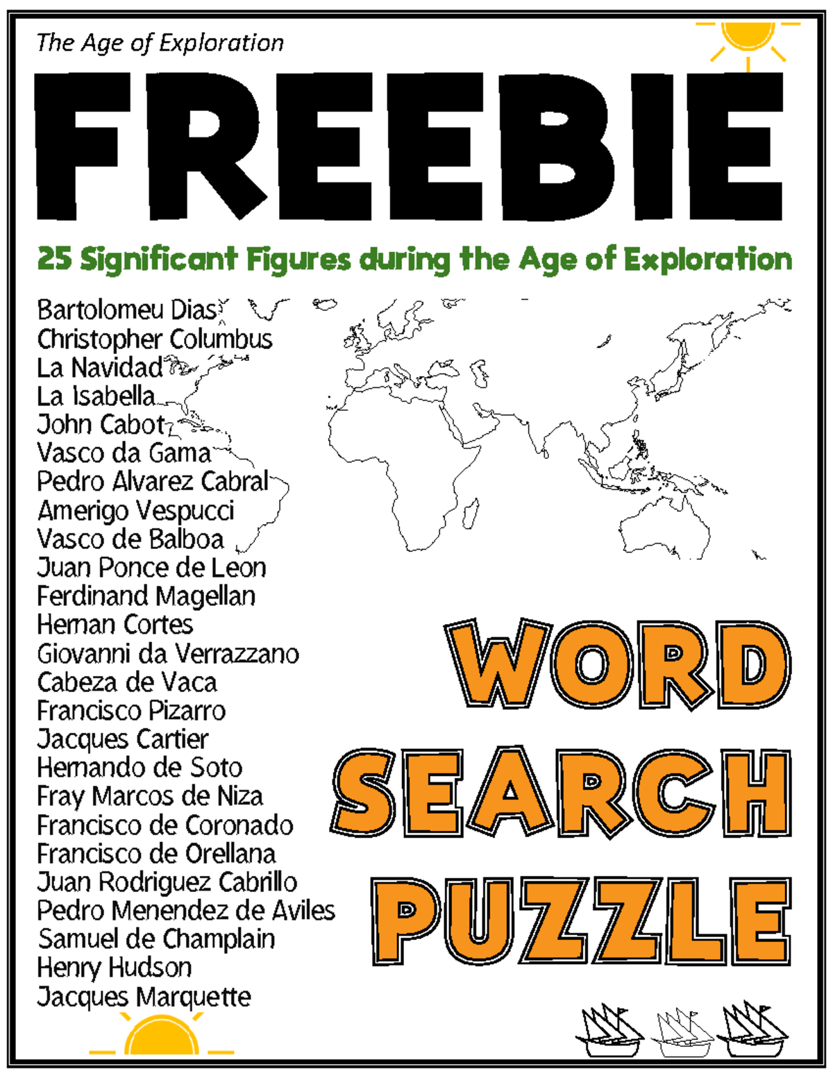 The Ageof Exploration 25Significant Figures Word Search Puzzle Freebie ...